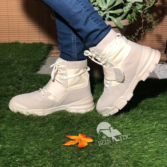 Shoes | Retro Cream High Top Lace Up Sneaker Boot | Poshmark